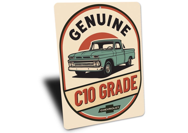 Chevy C10 Truck Metal Sign, Vintage Chevrolet Garage Wall Decor ...