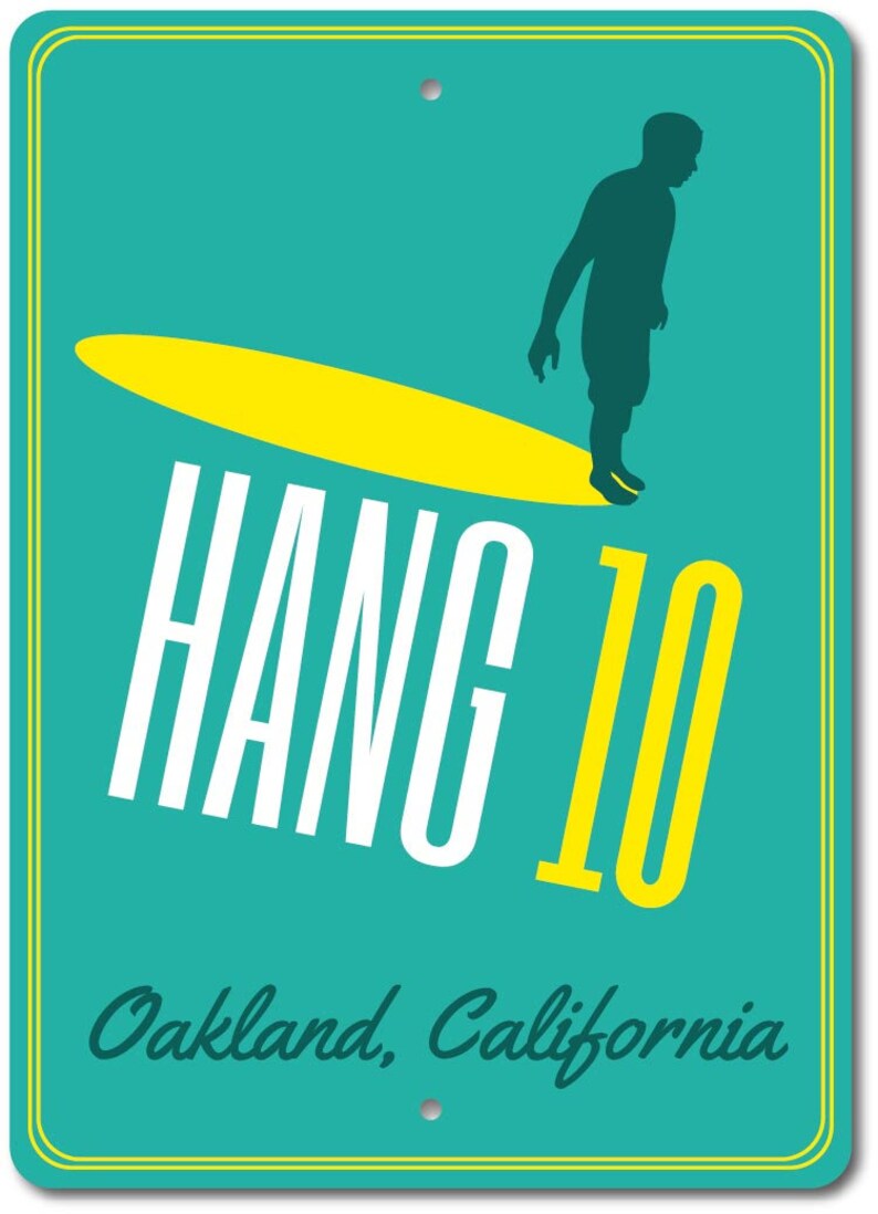 Hang 10 Sign Hang Ten Sign Hang Ten Decor Surfer Gift - Etsy