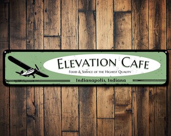 Elevation Cafe Sign Vintage Style Sign Elevation Cafe Decor Elevation ...