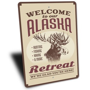 Welcome Alaska Sign, Alaskan Moose Decor, Moose Decor, Alaskan Sign ...