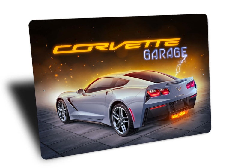 Corvette Garage Sign, Corvette Stingray Garage Decor, Chevy Corvette ...