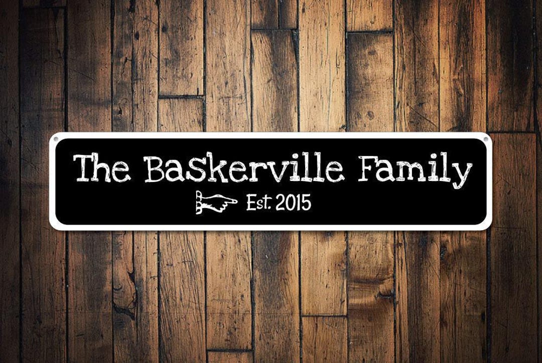 Family Est. Date Sign, Personalized Pointing Hand Last Name Metal Sign ...