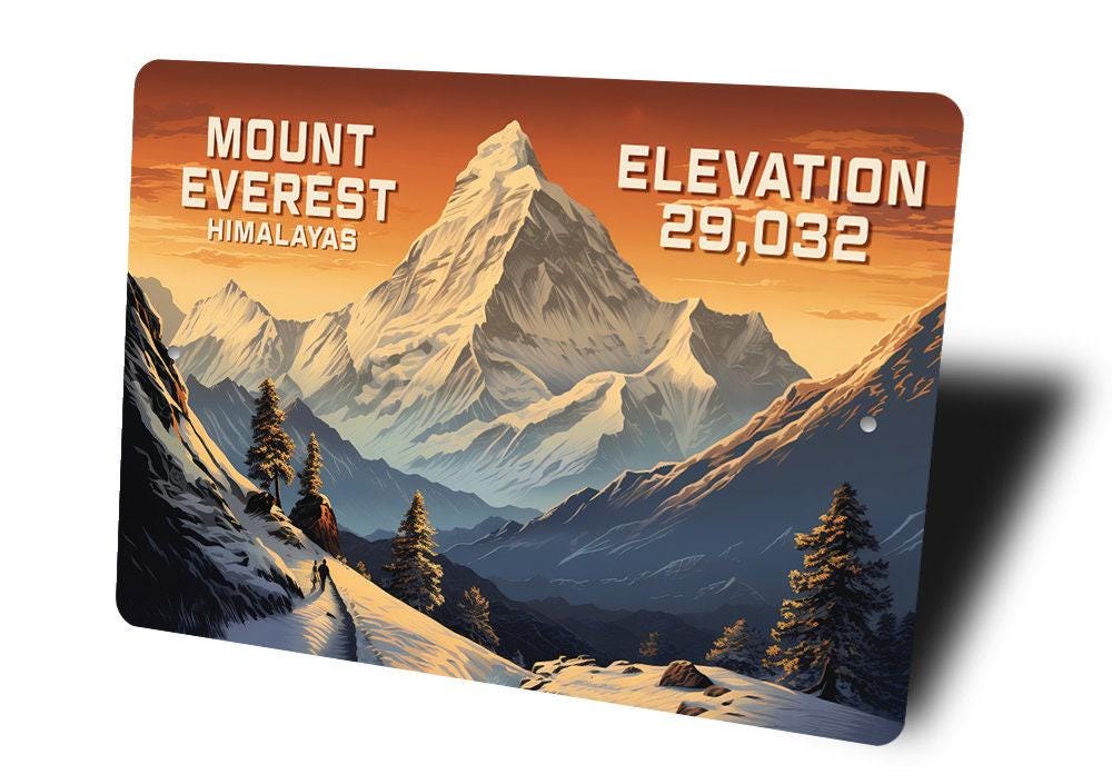 Mount Everest Sign, Mount Everest Gift, Himalaya Mountains, Custom ...