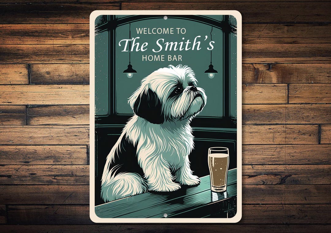 Personalized Family Bar Sign, Shi Tzu Dog Owner, Dog Lover Gift, Family ...