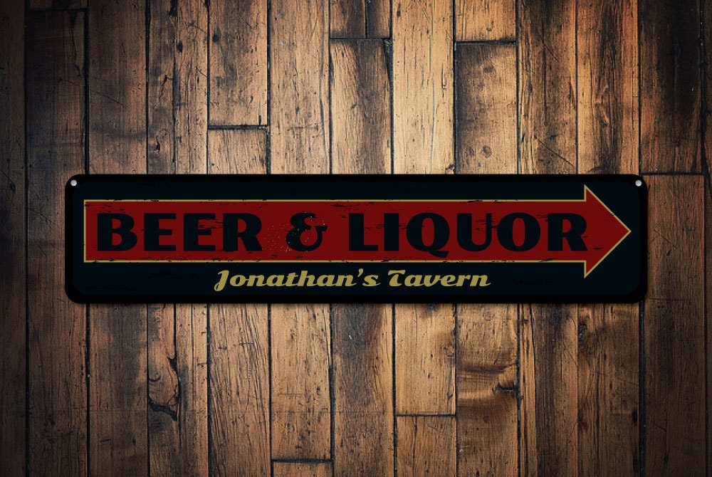 Beer & Liquor Sign Bar Arrow Sign Custom Tavern Name Sign | Etsy