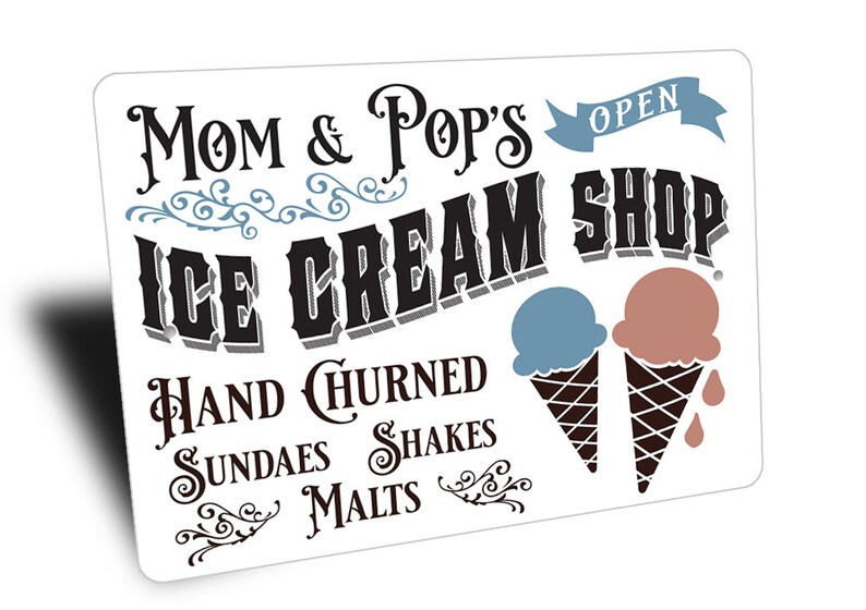 Mom & Pops Ice Cream Sign Ice Cream Sign Ice Cream Truck - Etsy