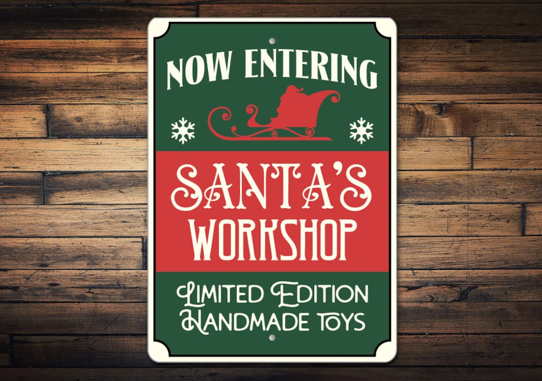 Santas Workshop Entrance Sign, Custom Workshop Sign, Christmas Toy Shop ...