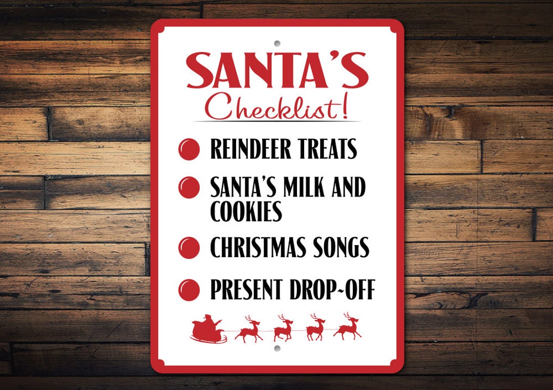 Santas Checklist Sign Check List for Santa Santa Home Decor - Etsy