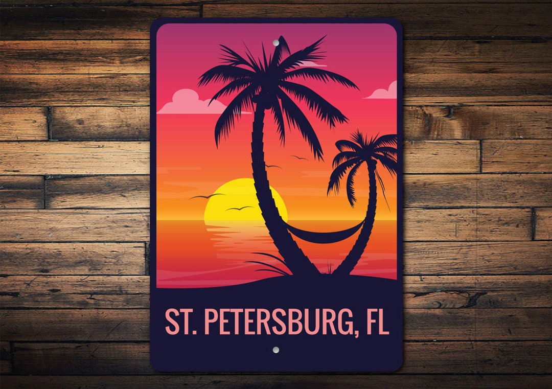St Petersburg FL Sign, Custom Beach Sign, Florida Sunset, Beach Decor ...