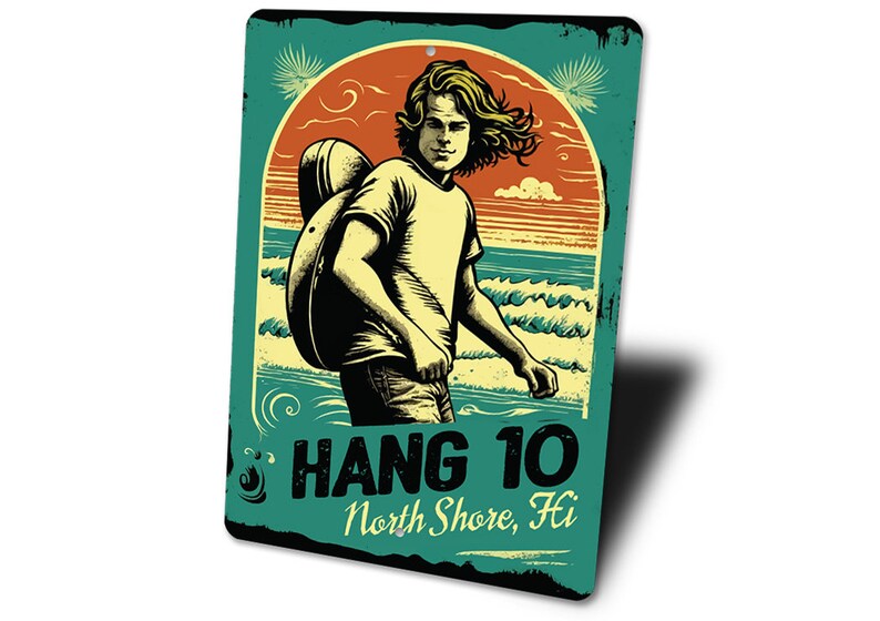 Hang 10 Sign, Surf Decor, Custom Sign, North Shore Decor, Hang Ten Sign ...