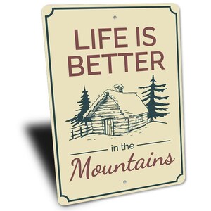 Mountain Living Sign, Cabin Life Decor, Fishing Cabin Decor, Camping ...