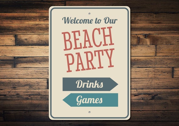 Beach Party Decor Beach Party Sign Beach Arrow Sign Welcome | Etsy