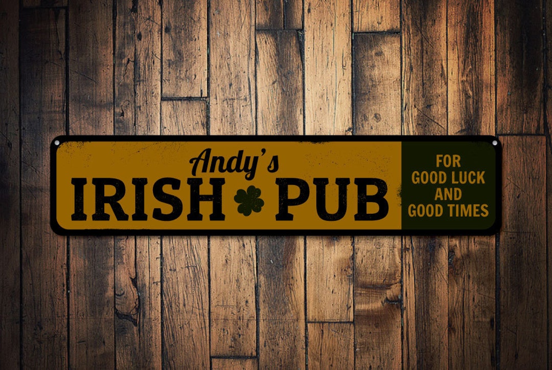 Irish Pub Shamrock Sign, Personalized Good Luck & Good Times Sign, Bar ...