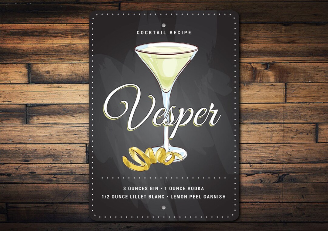 Vesper Drink Sign, Vesper Drink, Drinking Bar Gift, Bar Drink Gift ...