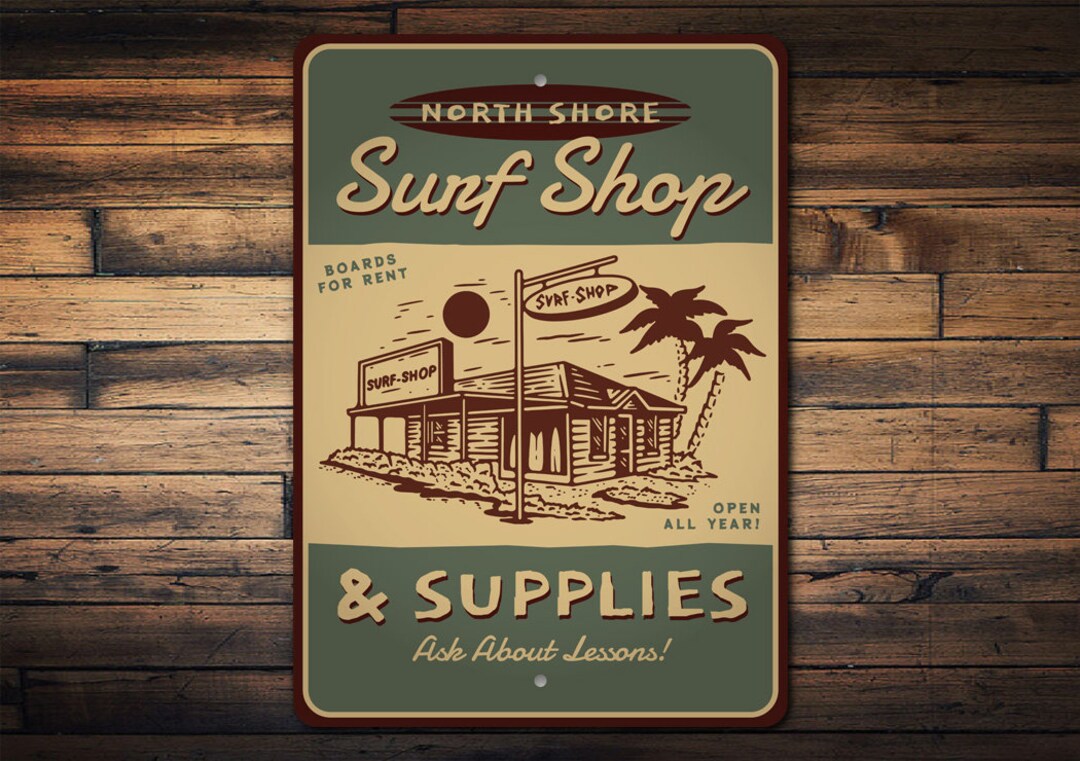 Surf Shop Sign, Surf Supplies, Surfboard Rentals, Surf Shop Gift ...