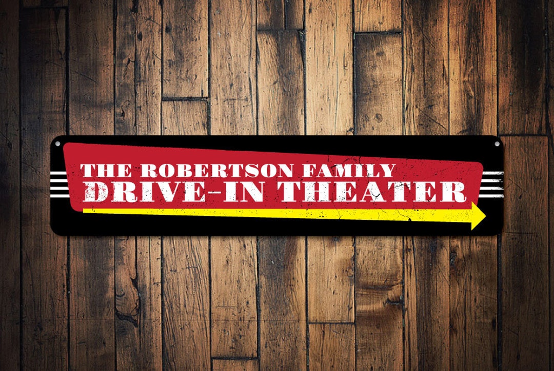 Drive-in Theater Sign, Personalized Family Name Sign, Man Cave Sign ...