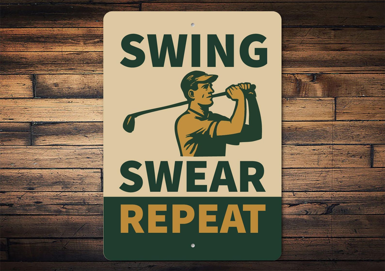 Swing Swear Repeat Sign, Golf Wall Sign, Funny Golf Decor, Golf Room ...
