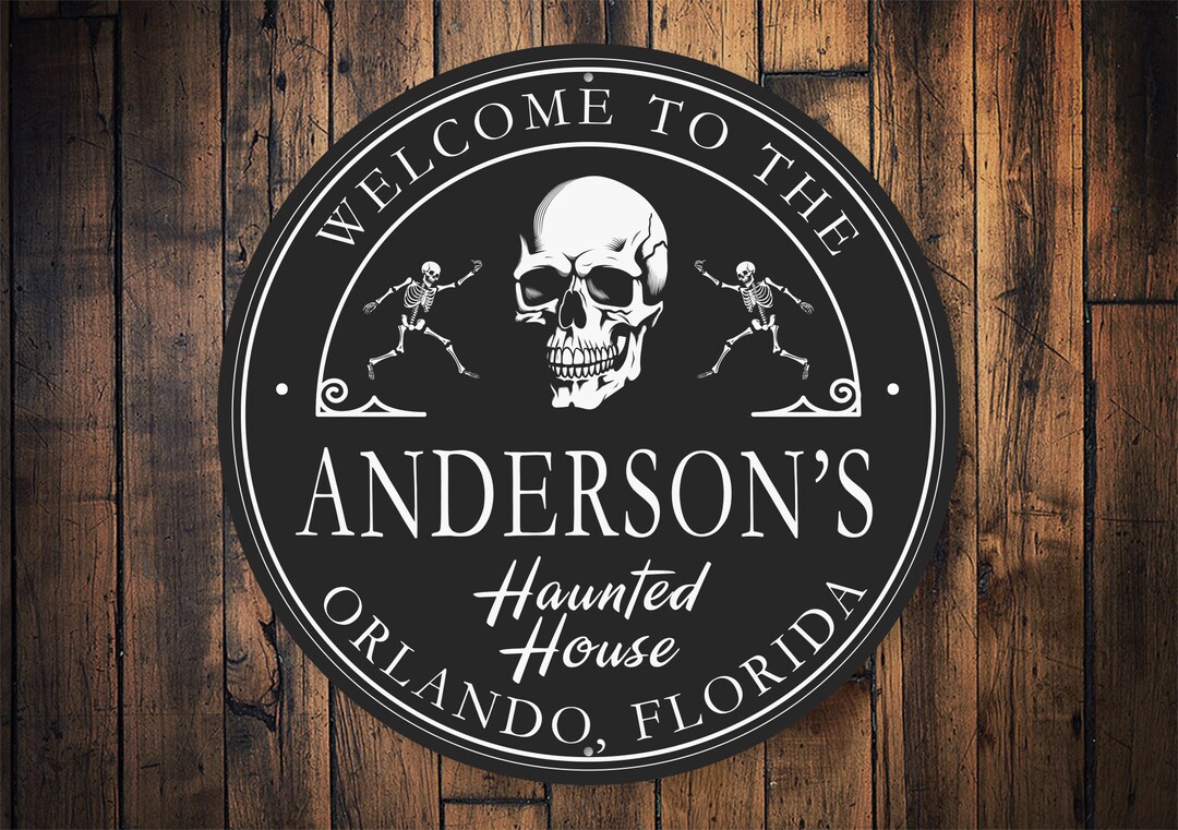Family Haunted House, Family Name Sign, Halloween Home Location, Custom ...