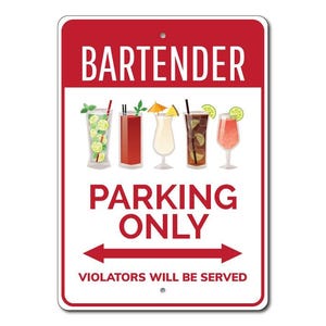 Bartender Parking Sign, Bartender Sign, Bartender Gift for Bar Lover ...