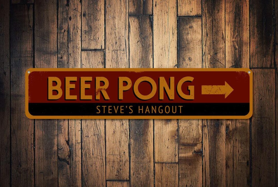 Beer Pong Sign, Personalized Arrow Hangout Name Bar Gift, Custom Metal ...
