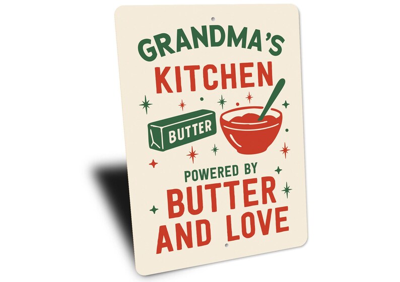 Grandma's Kitchen Sign, Powered by Butter and Love, Kitchen Wall Decor ...