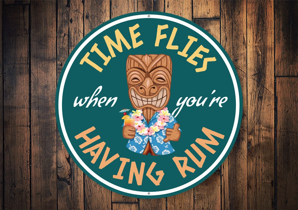 Wall Décor Wall Hangings Tiki Bar Metal Sign Time Flies Having Rum ...