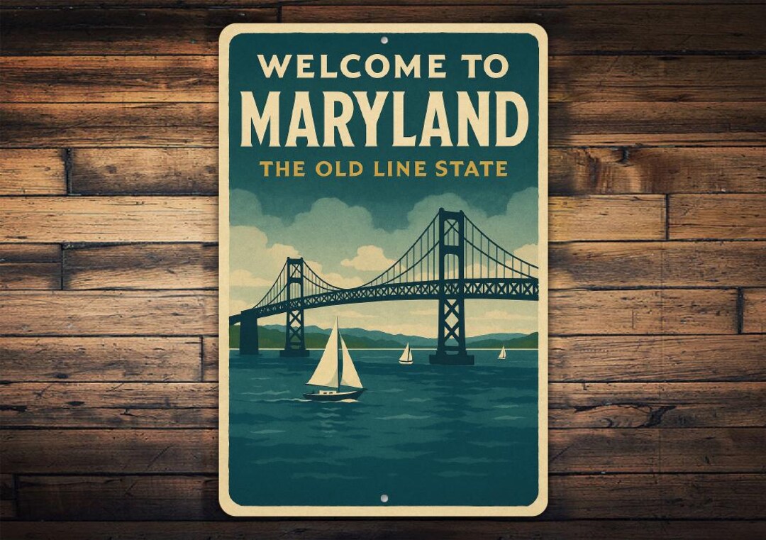 Welcome to Maryland Metal Sign – the Old Line State Wall Art, Retro ...