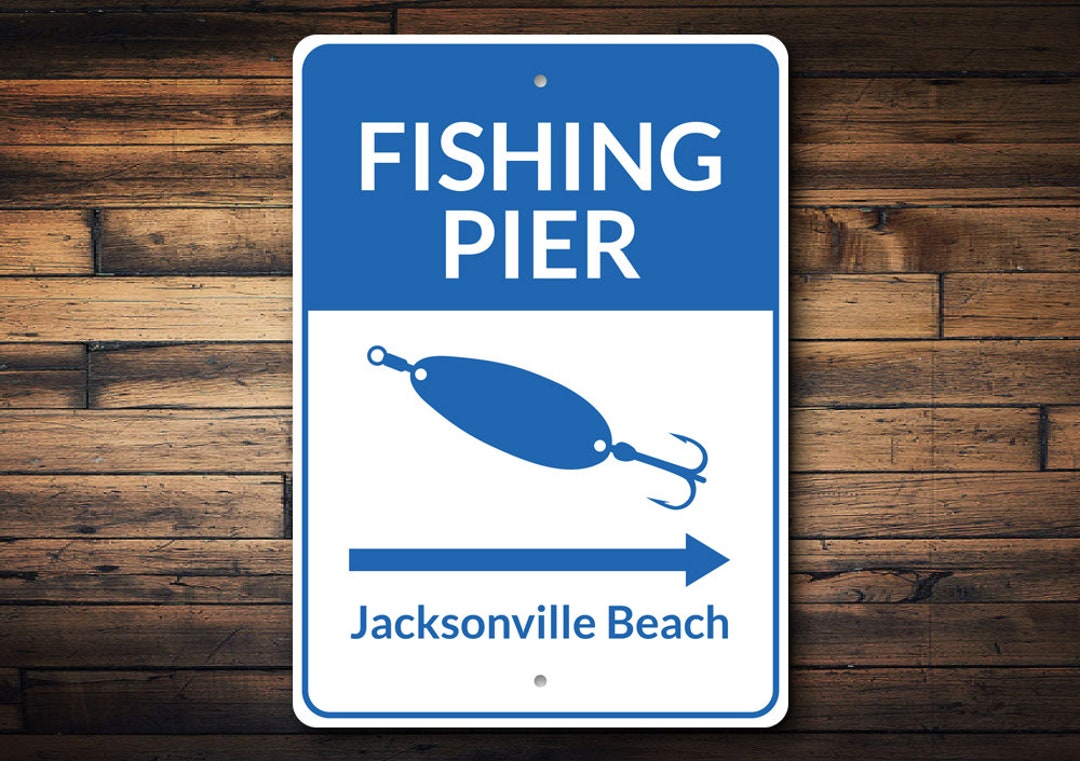 Fishing Pier Sign, Jacksonville Beach, Fish Decor Gifts, Metal Fish ...