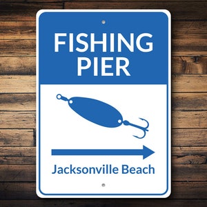 Fishing Pier Sign, Jacksonville Beach, Fish Decor Gifts, Metal Fish ...