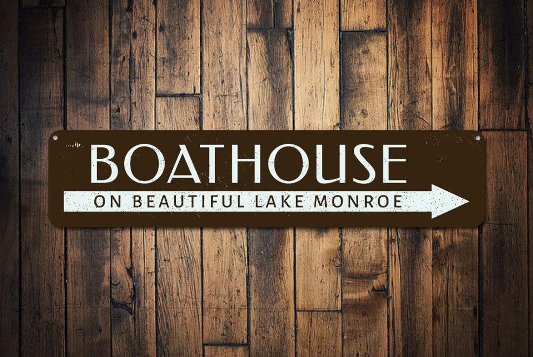 Boathouse Lake Sign, Personalized Arrow Beautiful Lake Name Sign ...