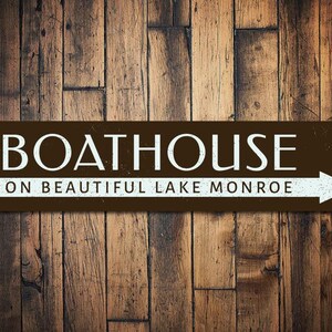 Boathouse Lake Sign, Personalized Arrow Beautiful Lake Name Sign ...