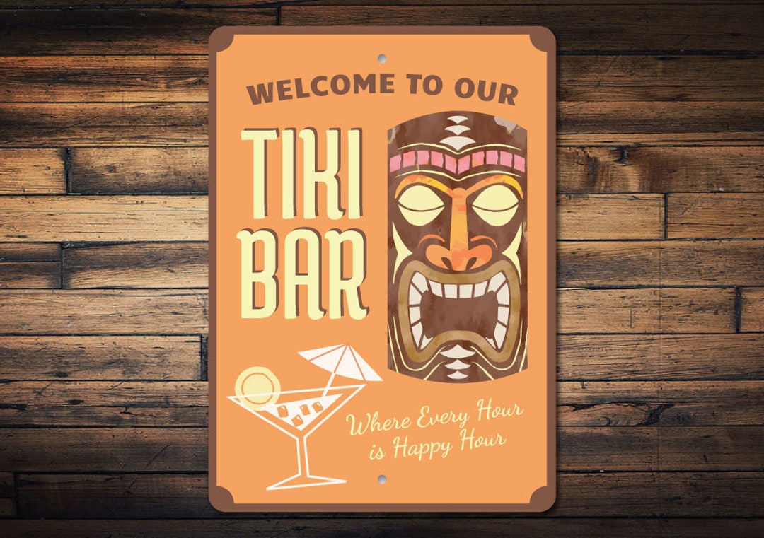 Welcome Tiki Bar Sign, Tiki Bar Decor, Tiki Man Sign, Beach Bar Decor ...