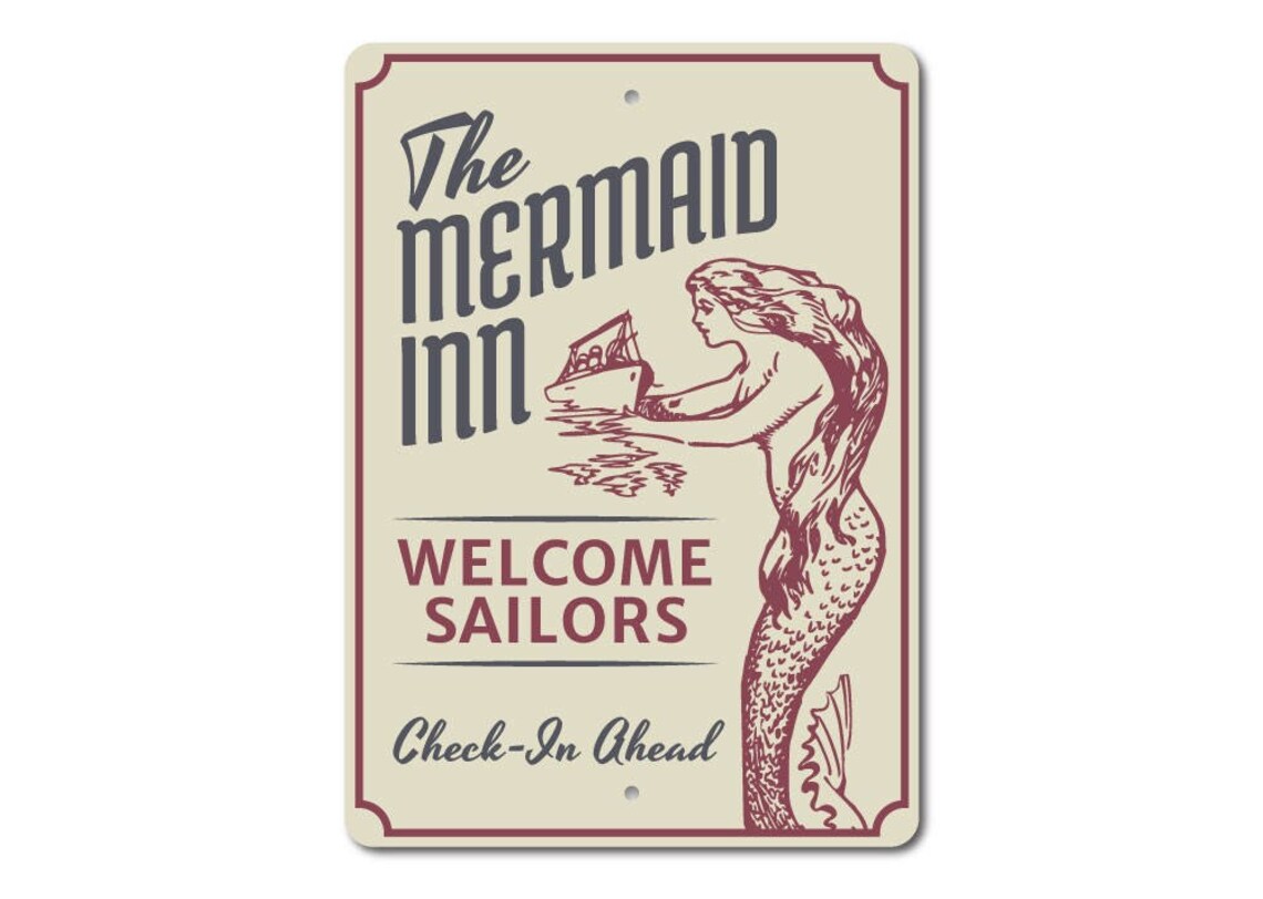 Mermaid Inn Sign Welcome Decor Welcome Sign Mermaid Decor | Etsy