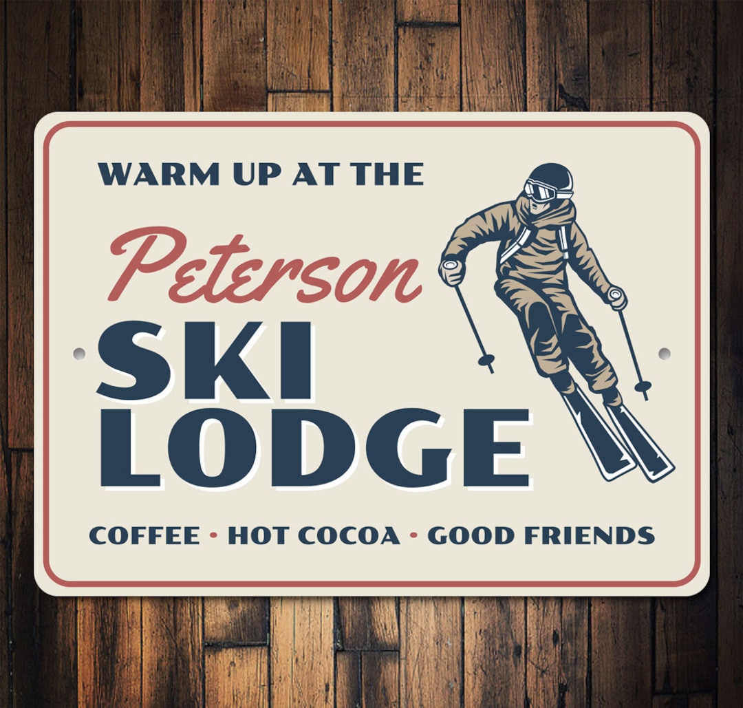 Personalized Ski Lodge Sign – Custom Skiing Decor, Winter Sports Wall ...