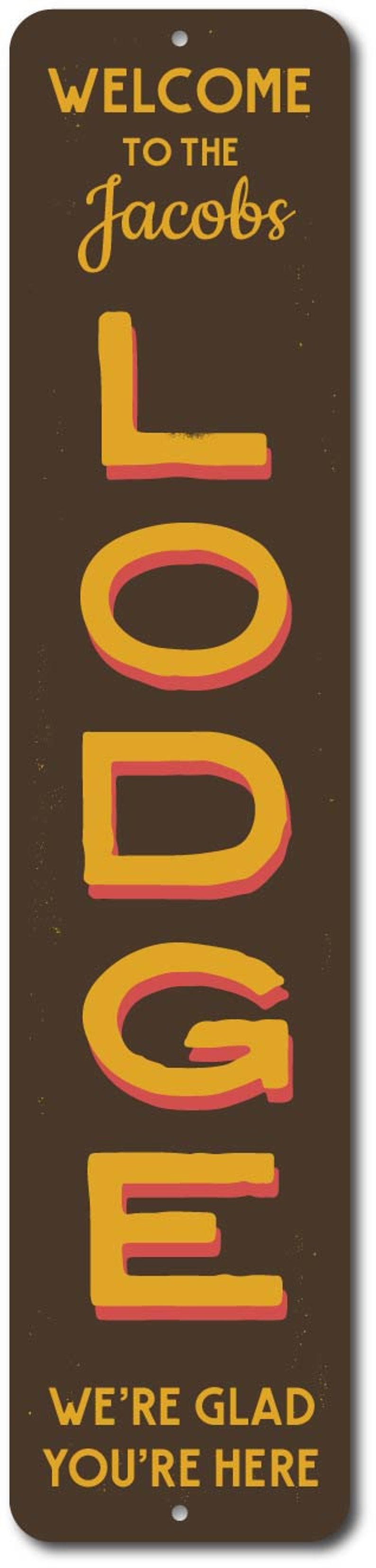 Welcome Lodge Sign Vertical Ski Sign Custom Family Lodge - Etsy