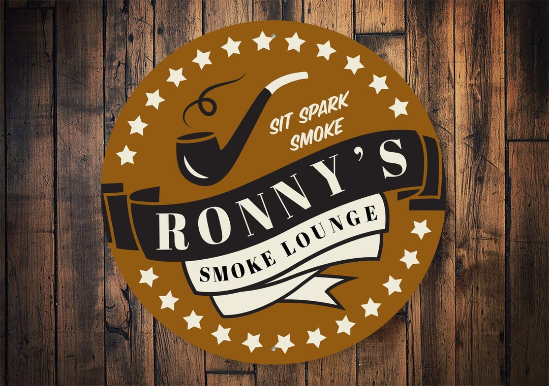 Smoke Lounge Sign, Smoker Gift, Cigar Smoking Gift, Cigar Man Cave Sign ...