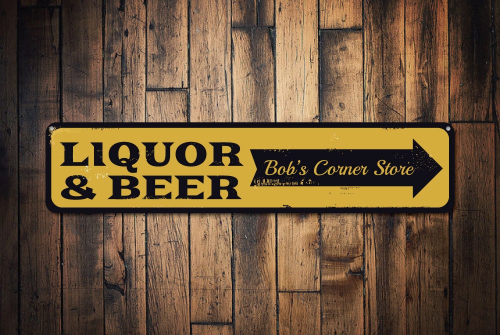 Liquor & Beer Sign Personalized Corner Store Sign - Etsy