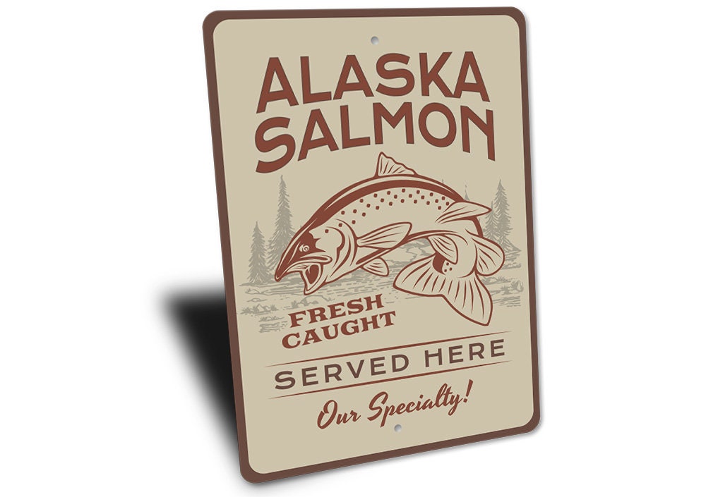 Alaska Salmon Sign Fresh Salmon Signs Salmon Decor Alaskan - Etsy