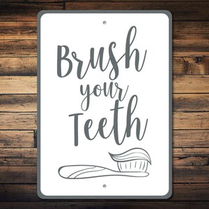 Brush Your Teeth Sign, Toothbrush Decor, Bathroom Sign, Bathroom Rules ...