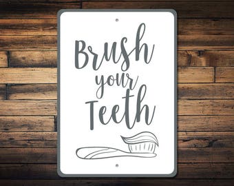 Brushing Teeth Sign - Etsy