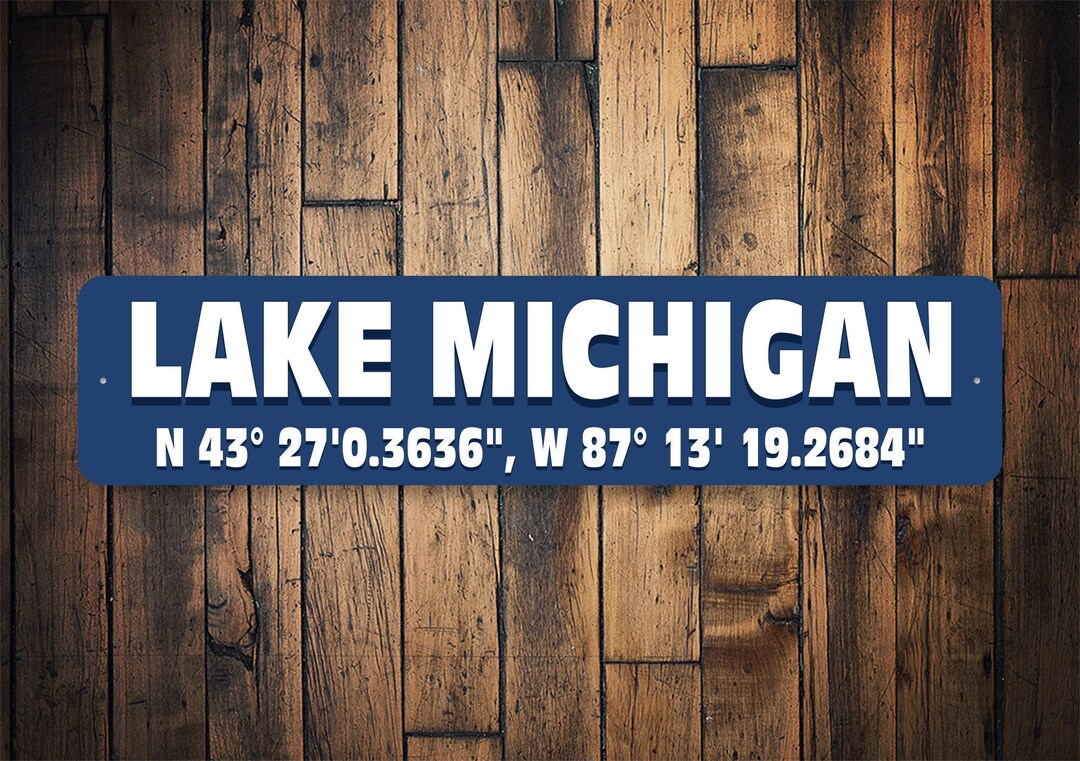 Lake Michigan Sign, Lake Michigan Location, Custom Lake Gift, Custom ...