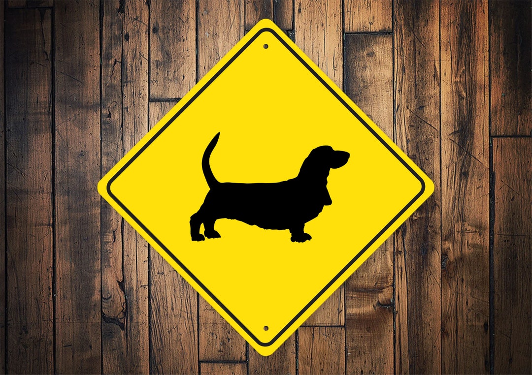 Basset Hound Sign, Custom Dog Gift, Caution Dogs Crossing, Home Dog ...