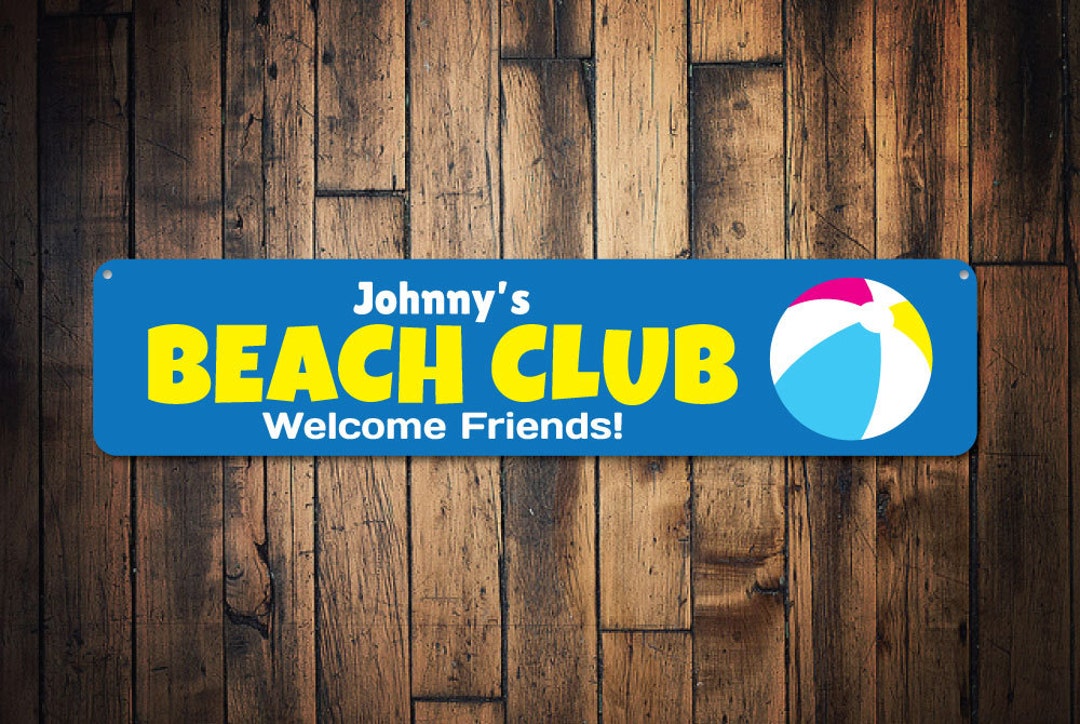 Beach Club Sign, Personalized Beach Lover Kid Room Sign, Welcome ...