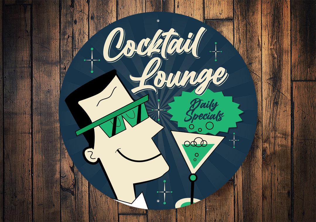 Retro Cocktail Sign, Cocktail Lounge, Cocktail Sign, Sign for Bar ...