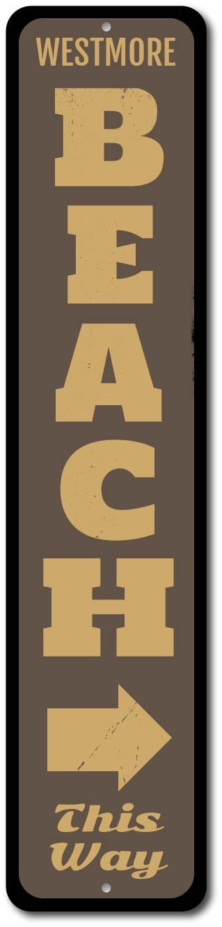 This Way Beach Arrow Vertical Sign, Custom Favorite Beach Name Sign ...
