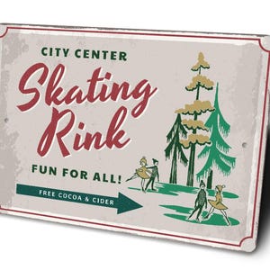 Retro Ice Skating Rink Sign, Metal Skating Wall Sign, Skating Rink ...