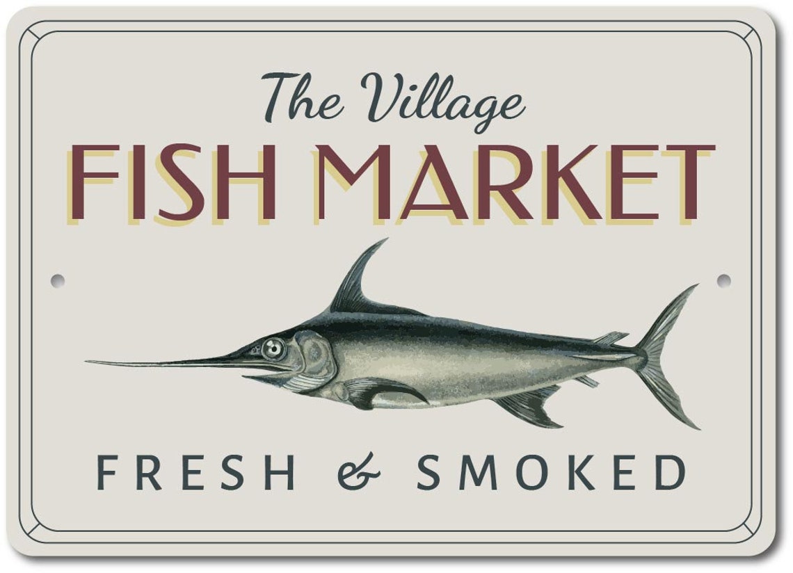 Fish Market Sign Fish Market Decor Fish Sign Swordfish | Etsy