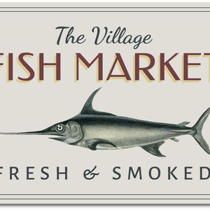 Fish Market Sign, Fish Market Decor, Fish Sign, Swordfish Decor ...
