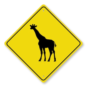 Giraffe Crossing Sign, Road Warning Sign, Animal Crossing Road Sign ...