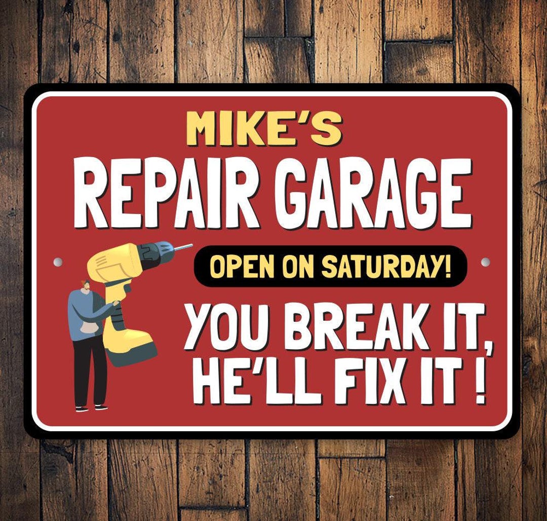 Retro Repair Garage Sign, Retro Garage Gift, Custom Garage Sign, Fix It ...